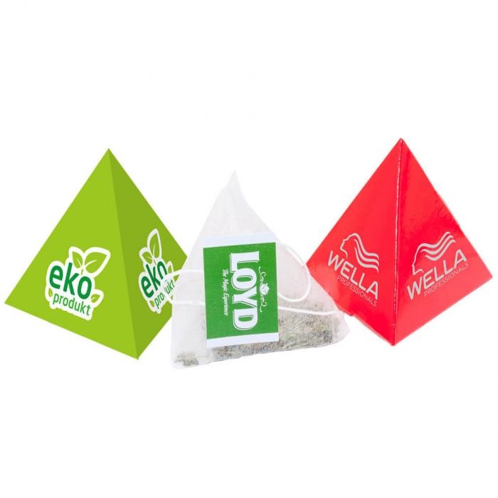 Thee (Yerba Mate) in Piramide doosjes full colour bedrukt met uw naam ...